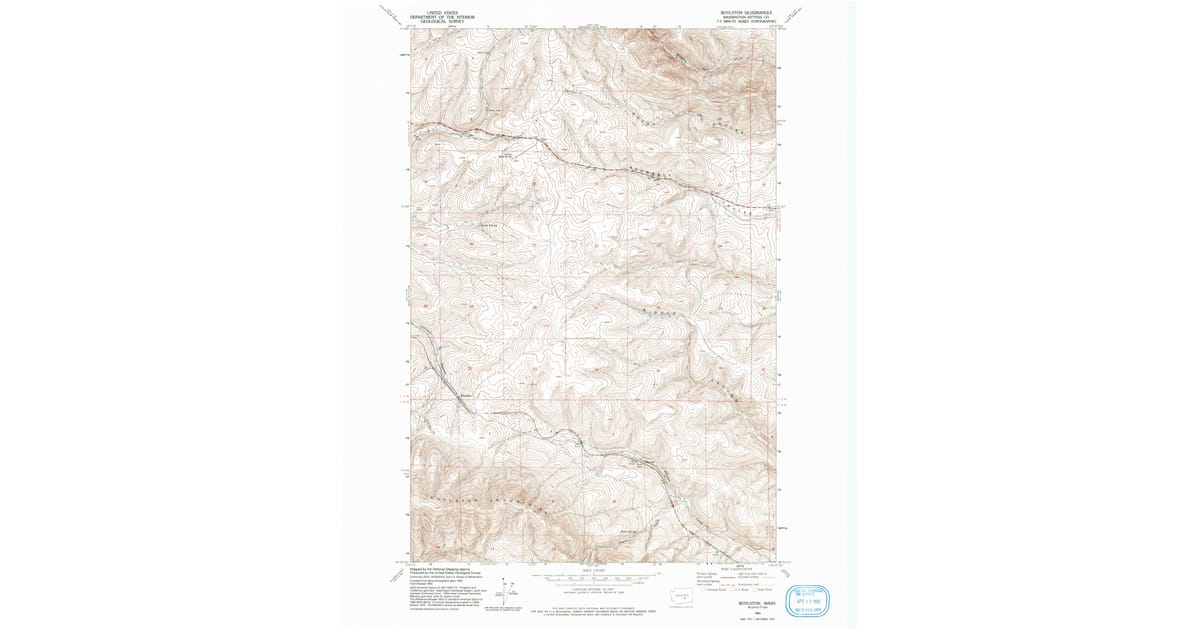 1953 Map of Boylston, Kittitas County, WA — High-Res, 1993 Print | Pastmaps