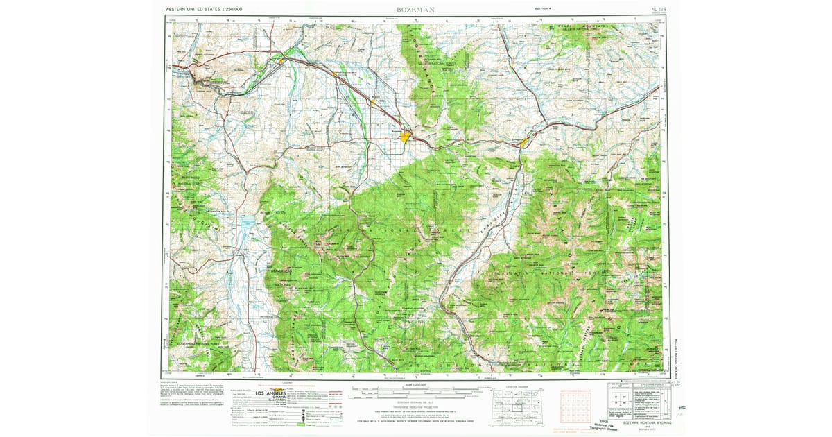 1958 Map of Bozeman, MT — High-Res, 1974 Print #2 | Pastmaps