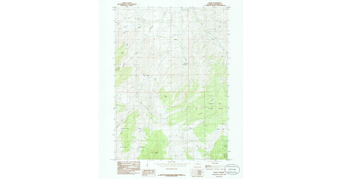 1985 Map of Braae, Converse County, WY — High-Res | Pastmaps