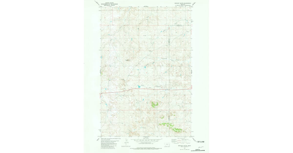 1981 Map of Bracket Butte, Custer County, MT — High-Res | Pastmaps