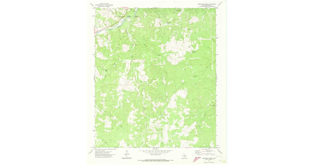 1971 Map of Bradford Creek, Edwards County, TX — High-Res | Pastmaps