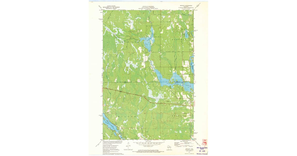 1971 Map of Bradley, Oneida County, WI — High-Res | Pastmaps