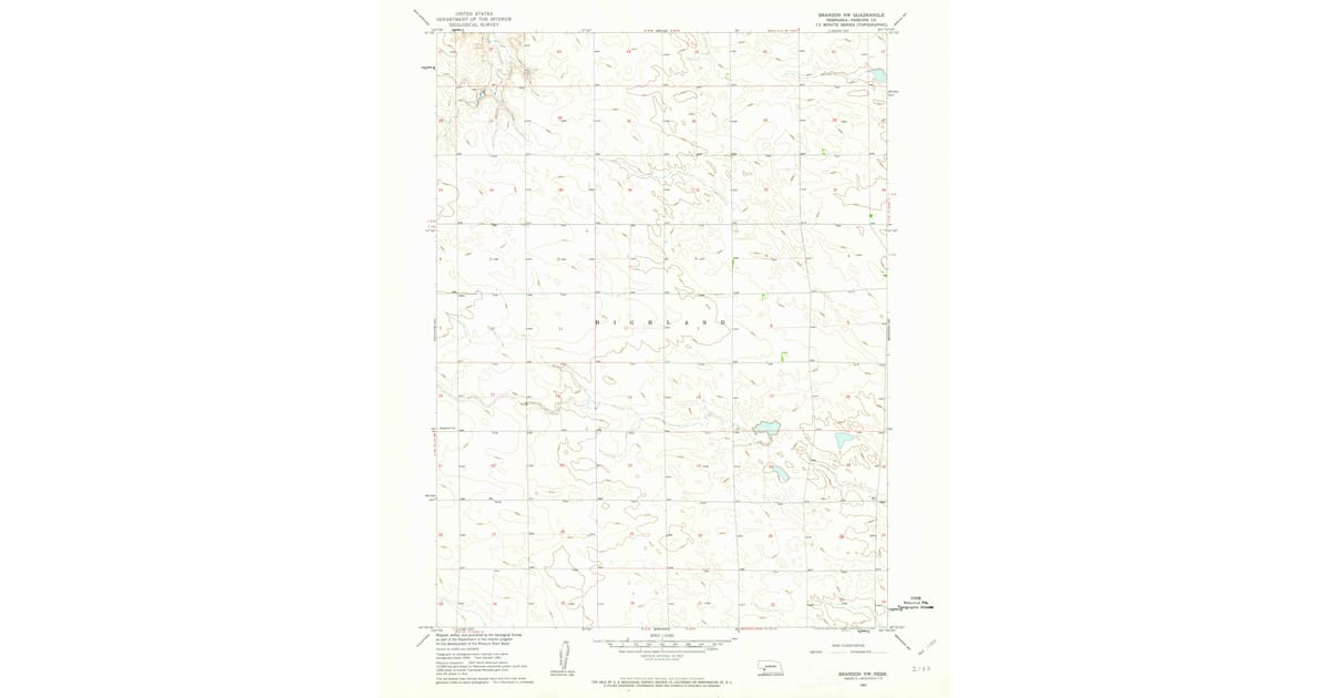 1961 Map of Brandon NW, Perkins County, NE — High-Res | Pastmaps