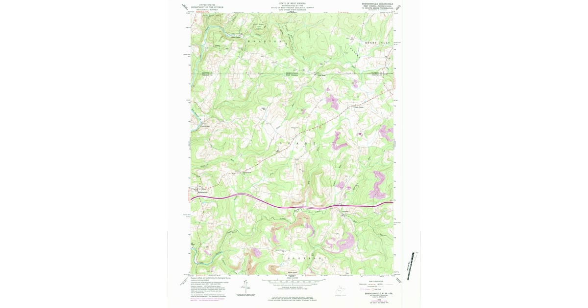 1959 Map of Brandonville, WV — High-Res, 1984 Print | Pastmaps