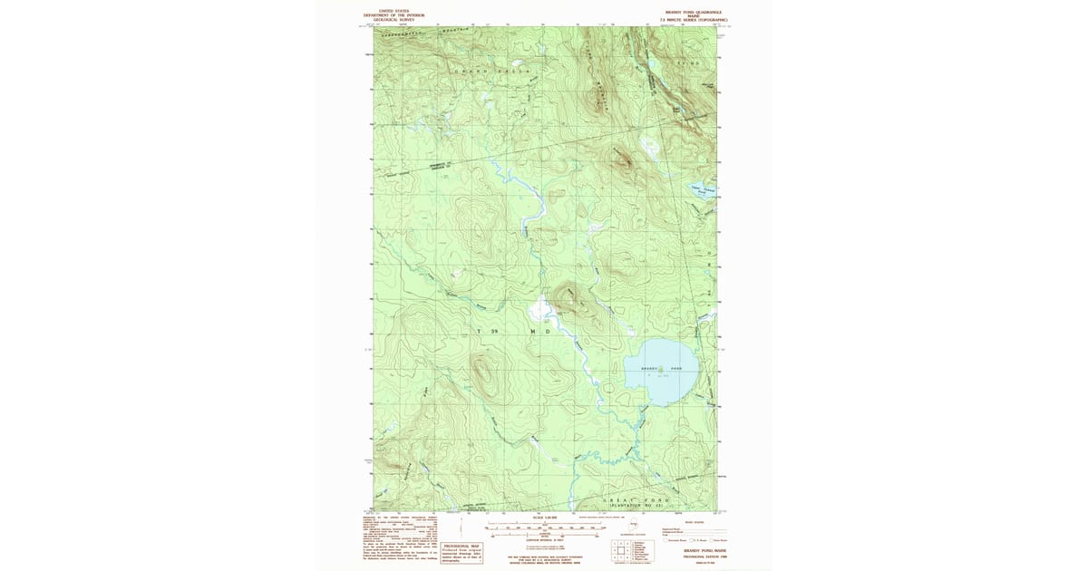 1988 Map of Brandy Pond, Hancock County, ME — High-Res | Pastmaps