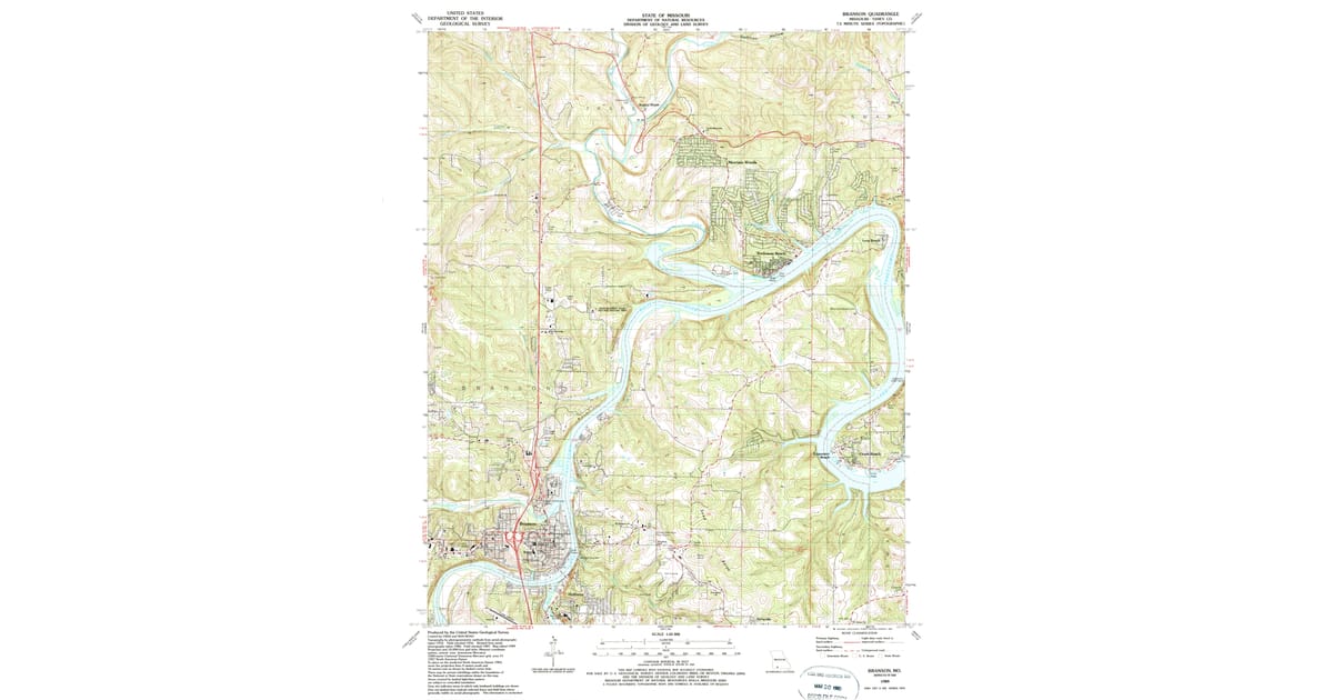 1989 Map of Branson, MO — High-Res | Pastmaps