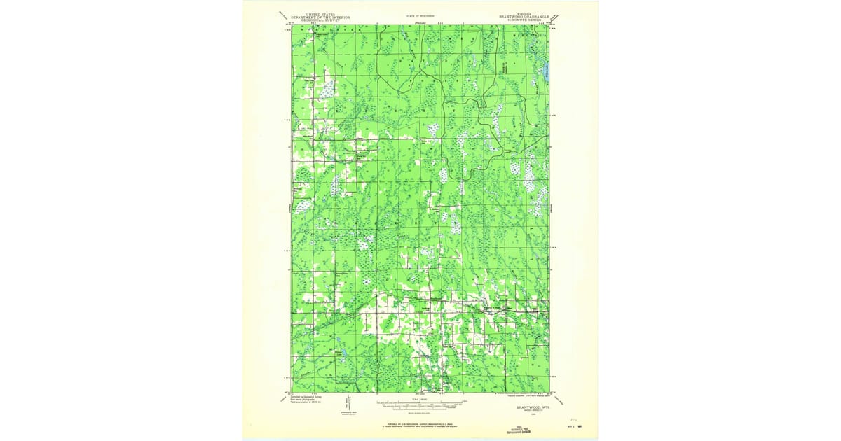 1941 Map of Brantwood, Price County, WI — High-Res | Pastmaps