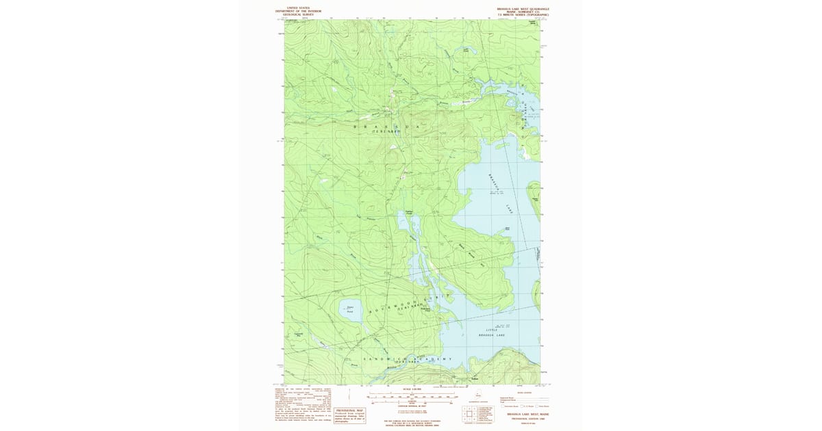 1988 Map of Brassua Lake West, Somerset County, ME — High-Res | Pastmaps