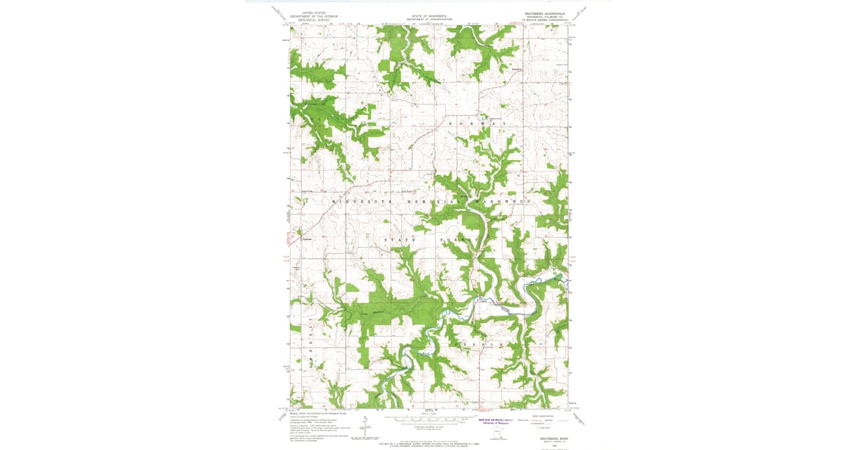 1965 Map of Bratsberg, Fillmore County, MN — High-Res | Pastmaps