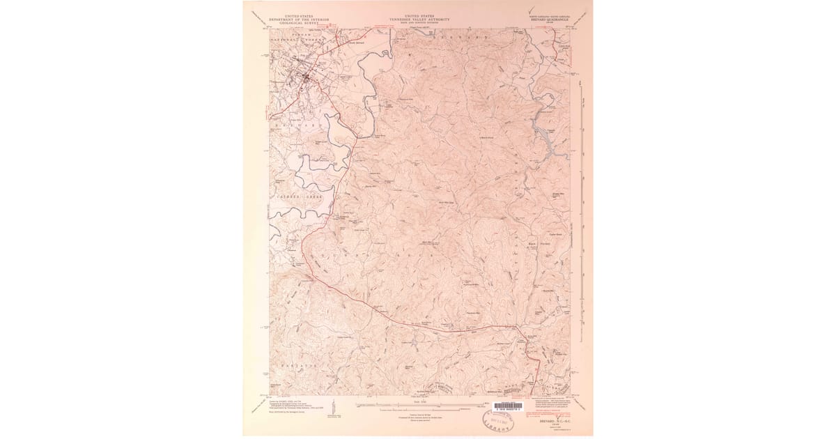 1946 Map of Brevard, NC — High-Res, 1947 Print #2 | Pastmaps