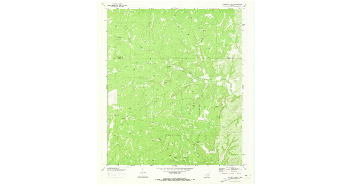 1970 Map of Brewer Hollow, Kimble County, TX — High-Res | Pastmaps