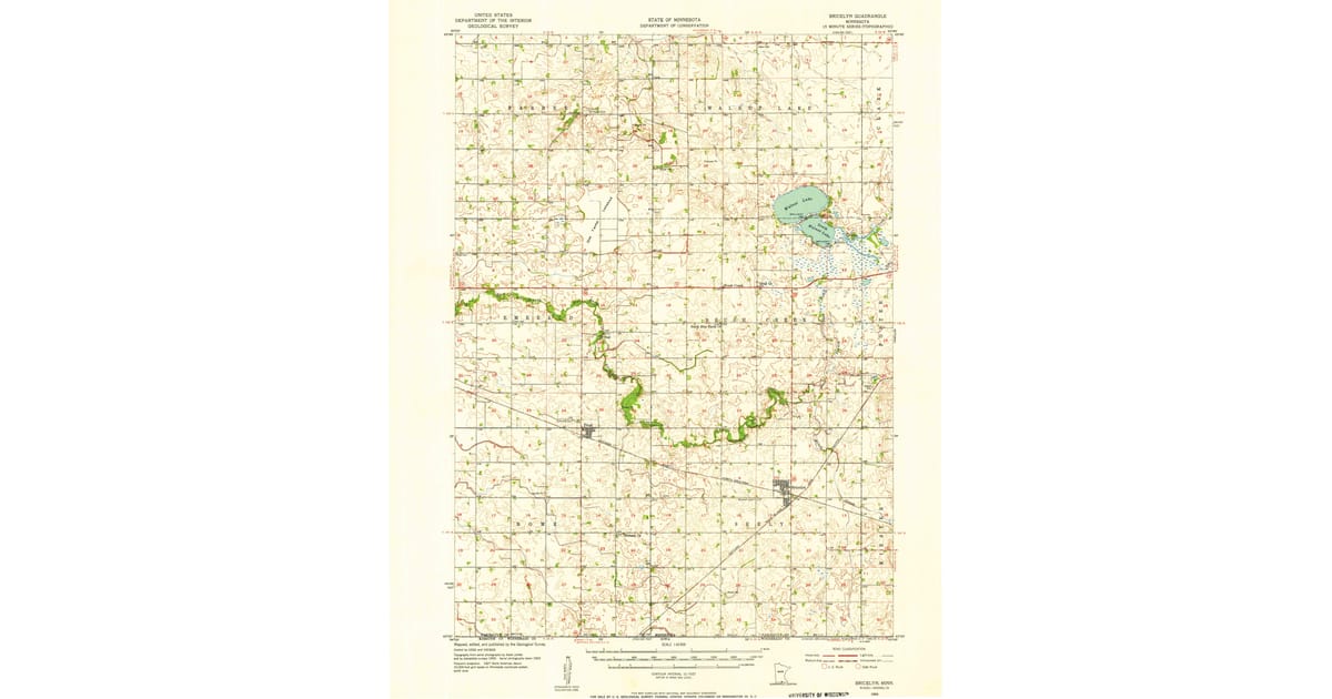 1955 Map of Bricelyn, MN — High-Res | Pastmaps