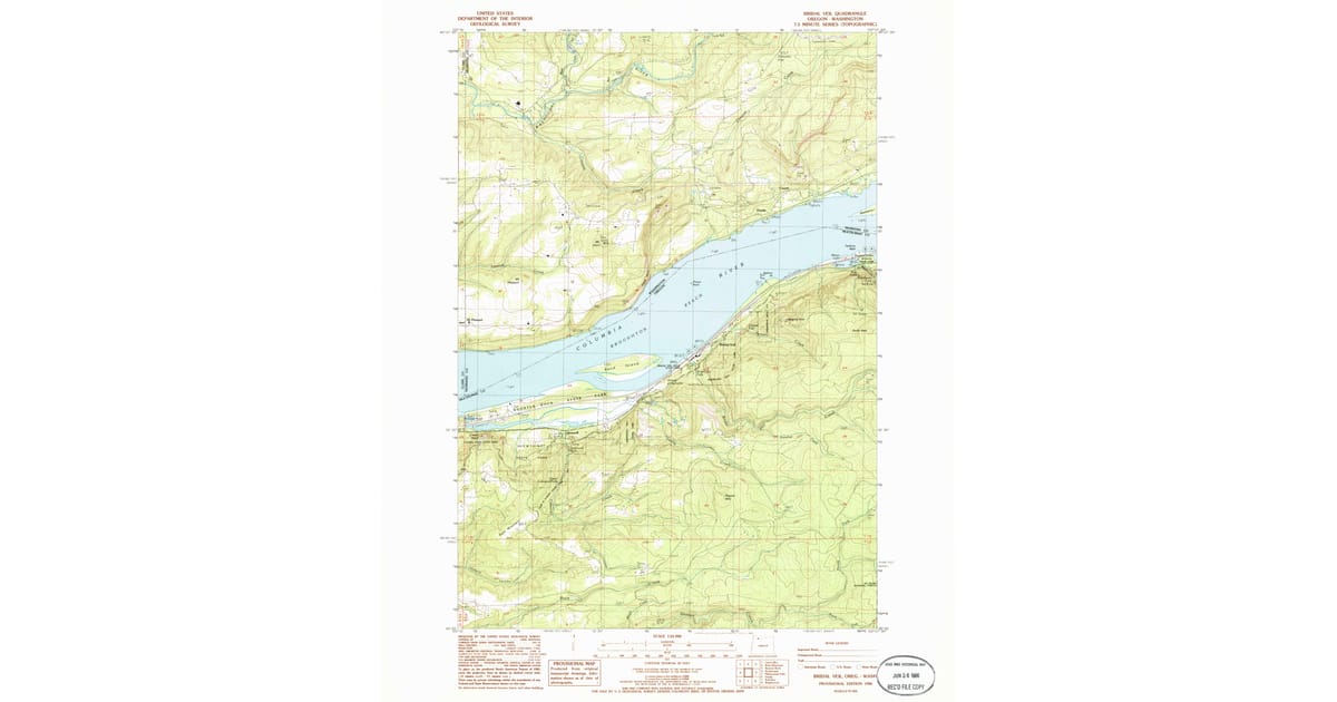1986 Map of Bridal Veil, Multnomah County, OR — High-Res | Pastmaps