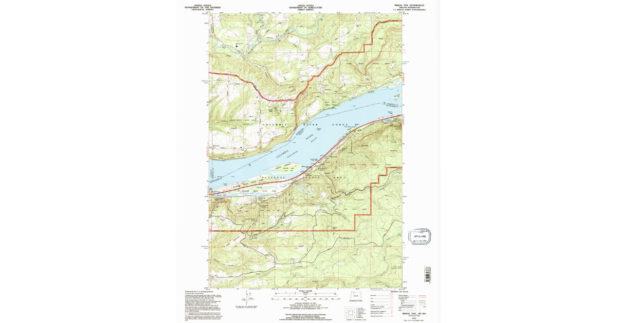 1994 Map of Bridal Veil, Multnomah County, OR — High-Res | Pastmaps