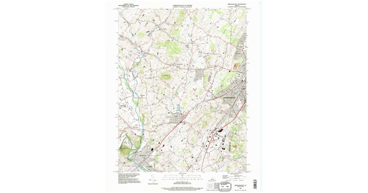 1989 Map of Bridgewater, VA — High-Res | Pastmaps