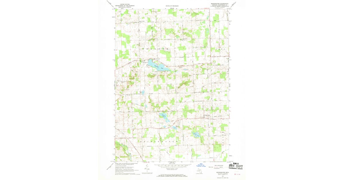 1967 Map of Bridgewater, Washtenaw County, MI — High-Res | Pastmaps
