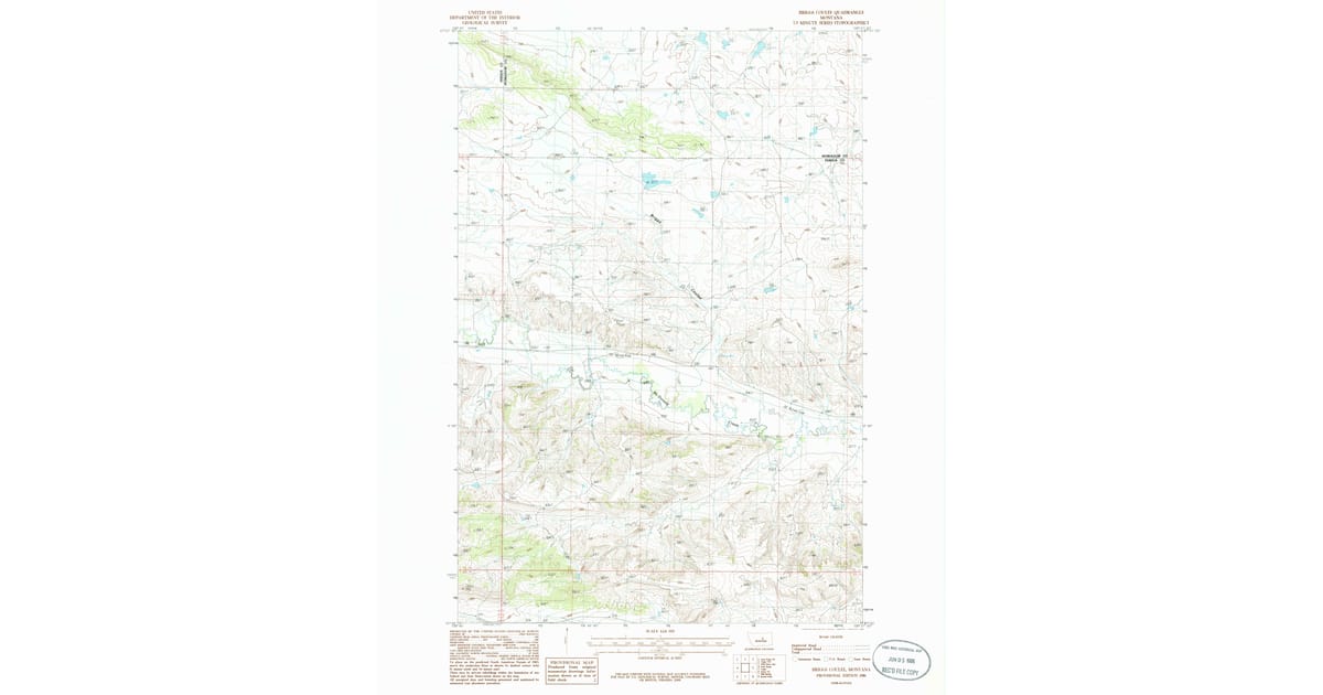 1986 Map of Briggs Coulee, Fergus County, MT — High-Res | Pastmaps