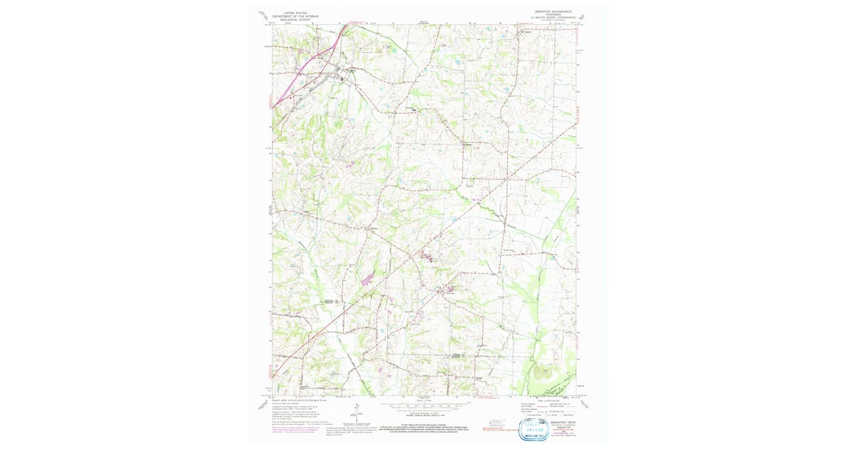 1965 Map of Brighton, TN — High-Res, 1992 Print | Pastmaps