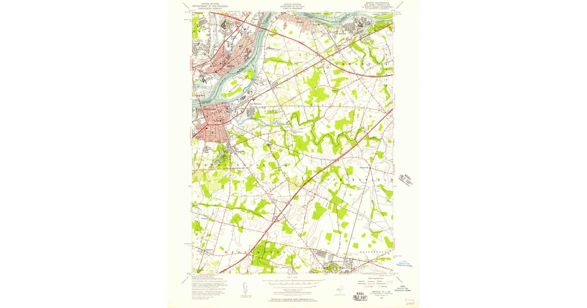 1955 Map of Bristol, Burlington County, NJ — High-Res | Pastmaps