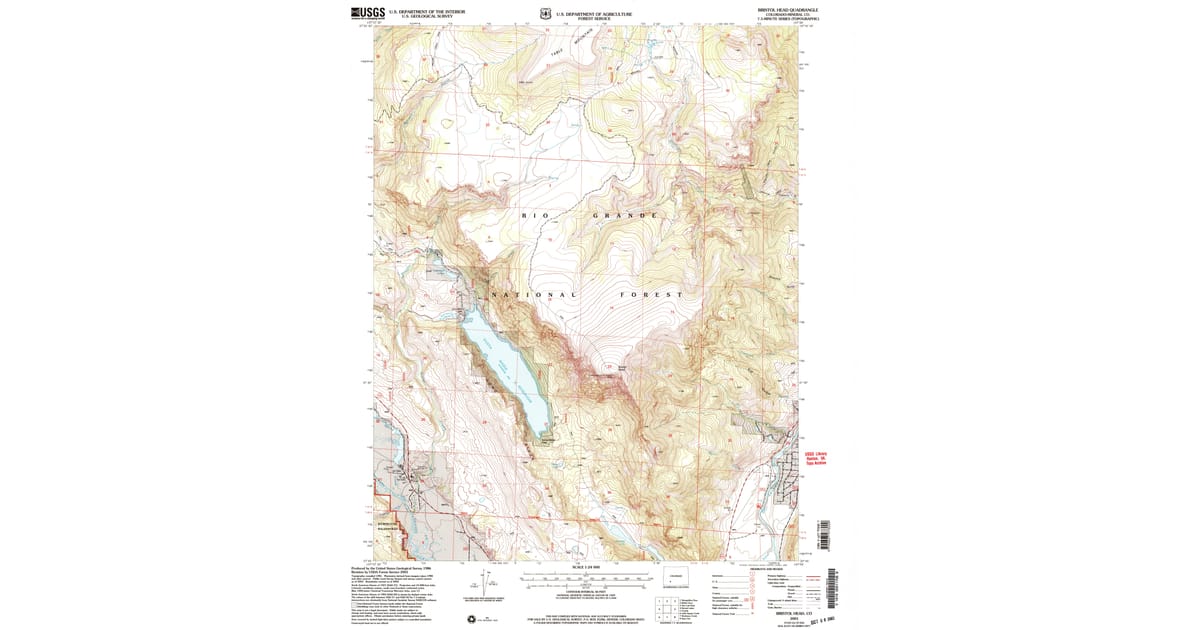2001 Map of Bristol Head, Mineral County, CO — High-Res | Pastmaps