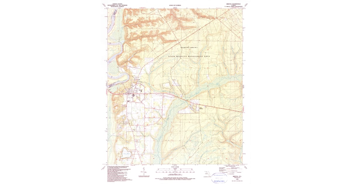 1990 Map of Bristol, FL — High-Res | Pastmaps