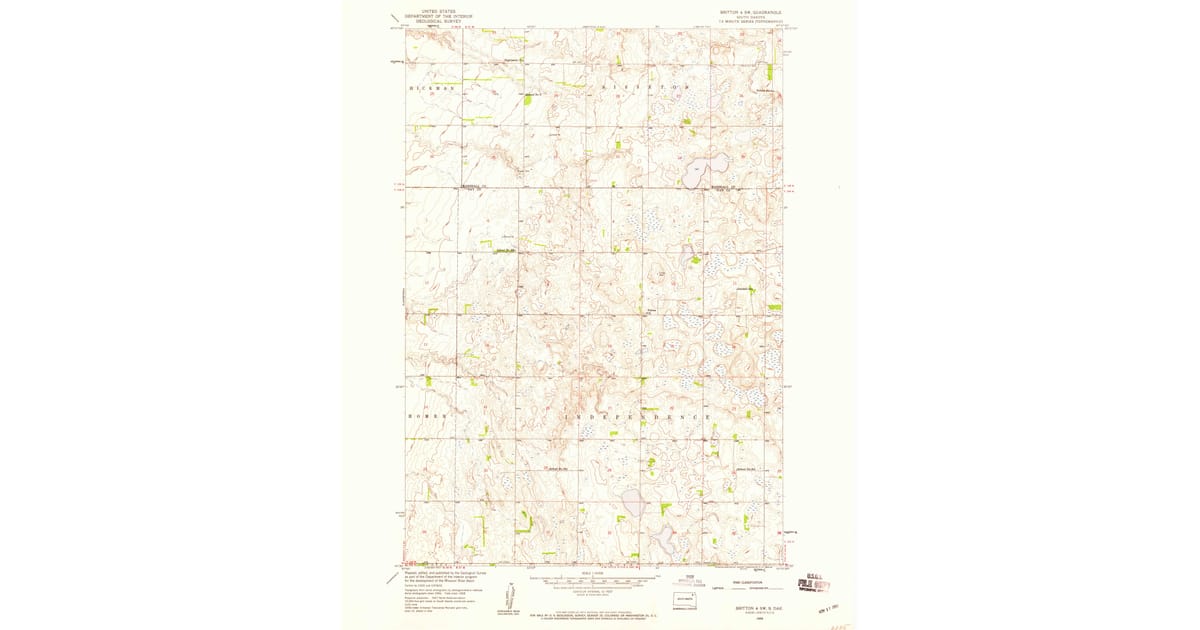 1958 Map of Britton 4 SW, Day County, SD — High-Res | Pastmaps