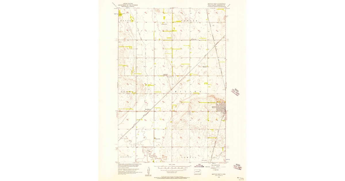 1956 Map of Britton West, Marshall County, SD — High-Res | Pastmaps