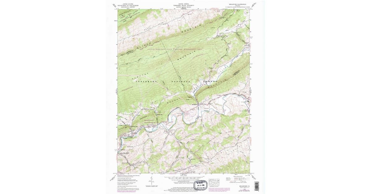 1958 Map of Broadford, Smyth County, VA — High-Res, 1978 Print | Pastmaps