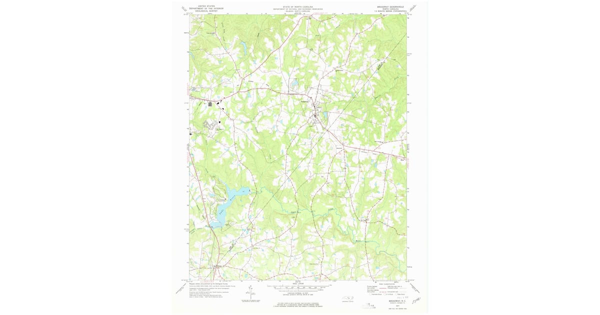 1977 Map of Broadway, NC — High-Res | Pastmaps