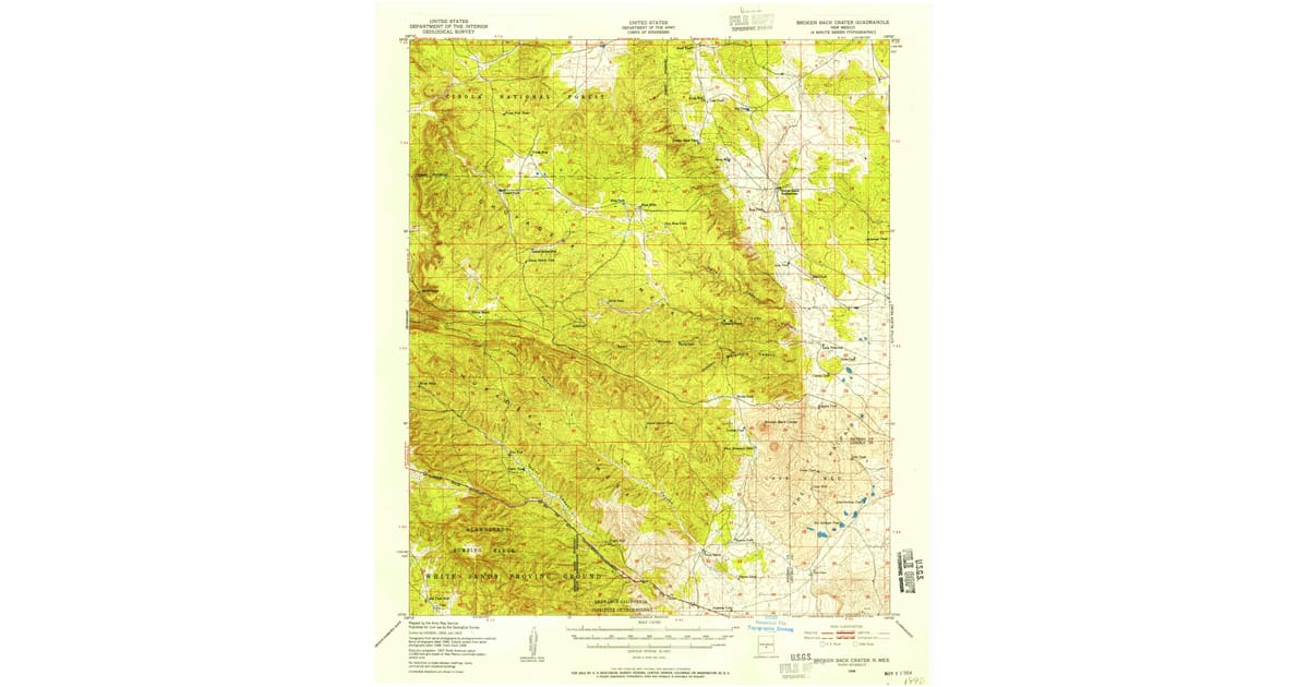 1948 Map of Broken Back Crater, Socorro County, NM — High-Res | Pastmaps