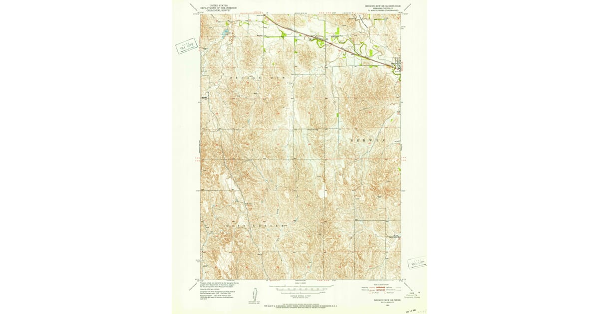 1951 Map of Broken Bow SE, Custer County, NE — High-Res | Pastmaps