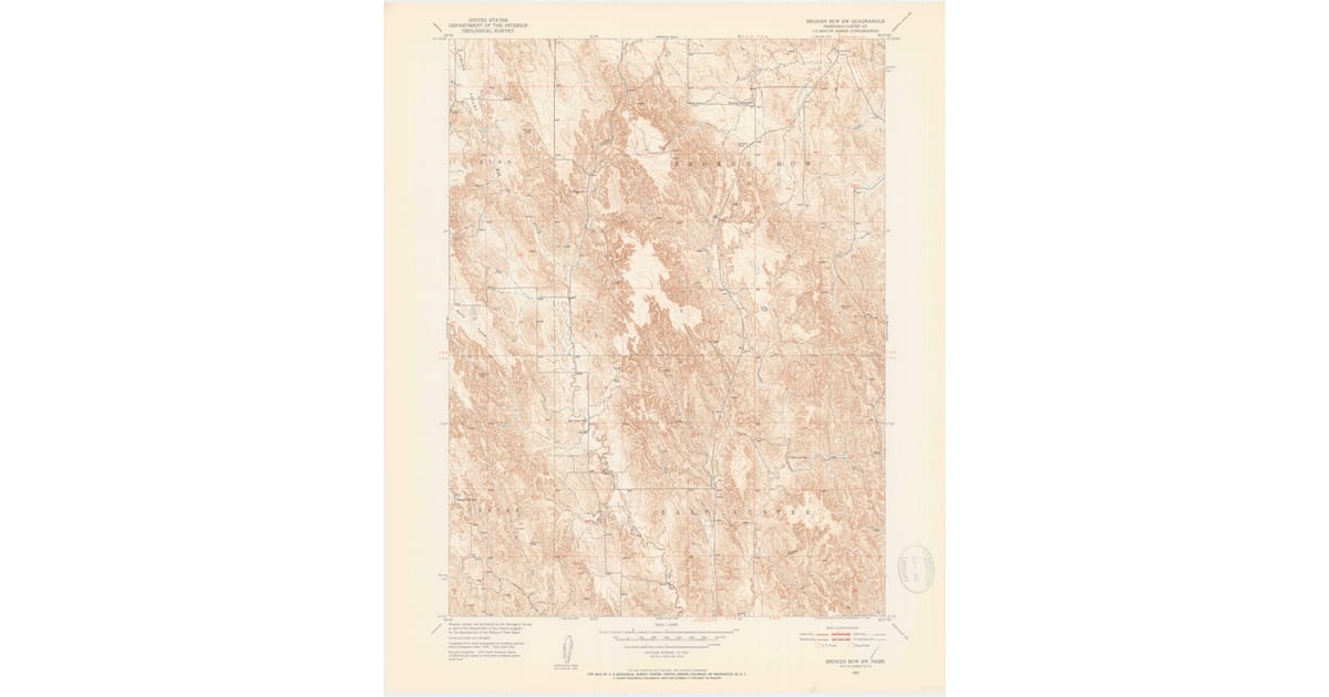 1951 Map of Broken Bow SW, Custer County, NE — High-Res | Pastmaps