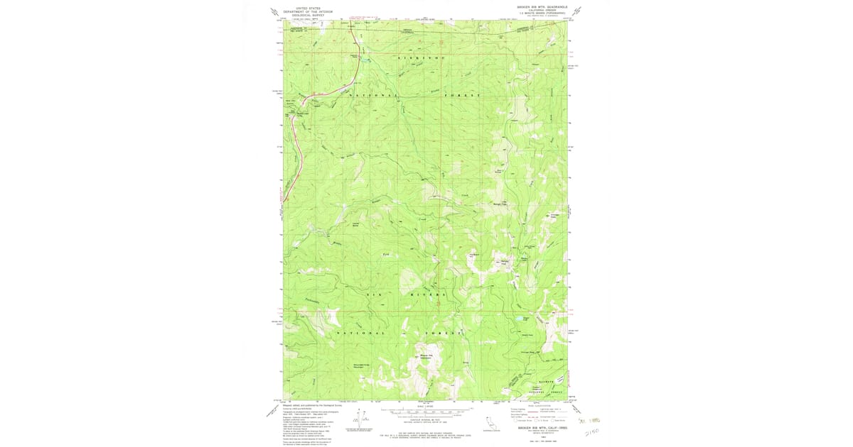1982 Map of Broken Rib Mtn, Del Norte County, CA — High-Res | Pastmaps