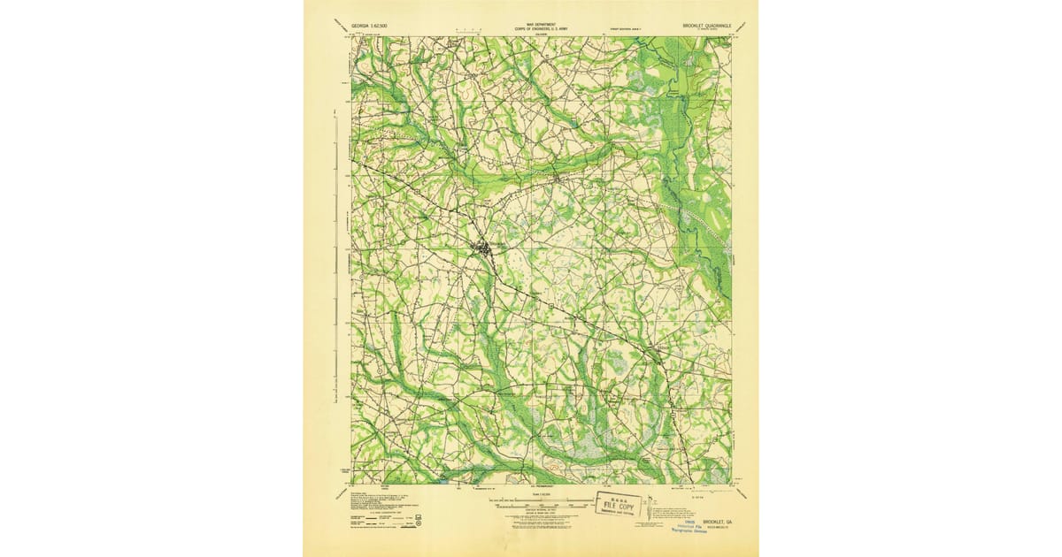 1943 Map of Brooklet, GA — High-Res | Pastmaps