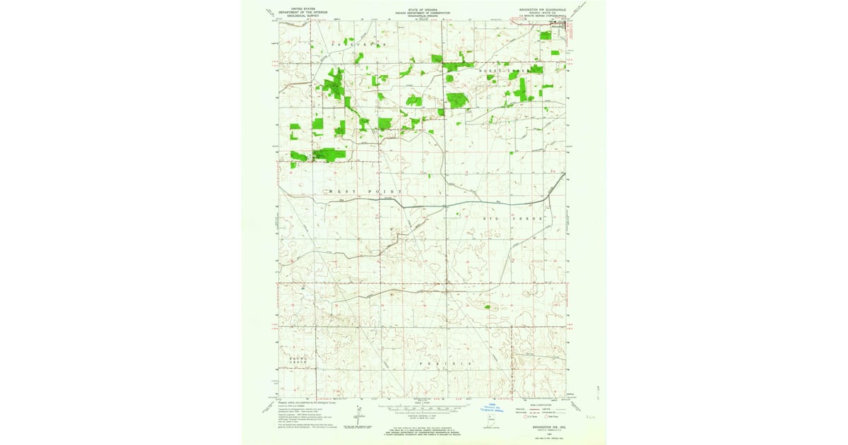 1962 Map of Brookston NW, White County, IN — High-Res | Pastmaps