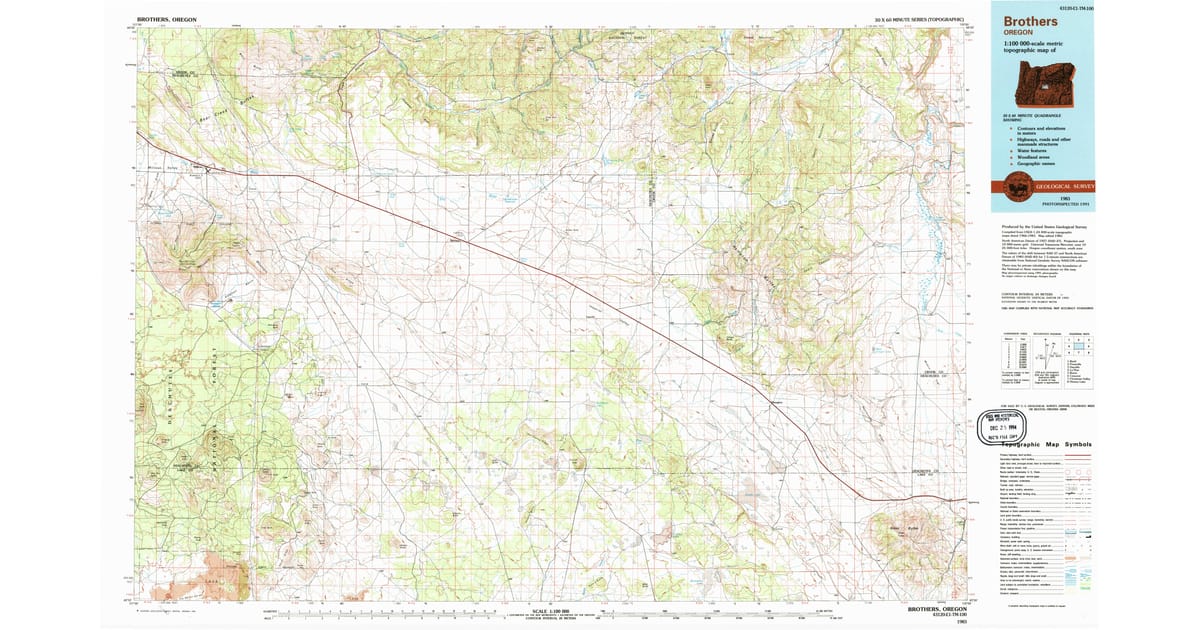 1983 Map of Brothers, Deschutes County, OR — High-Res | Pastmaps
