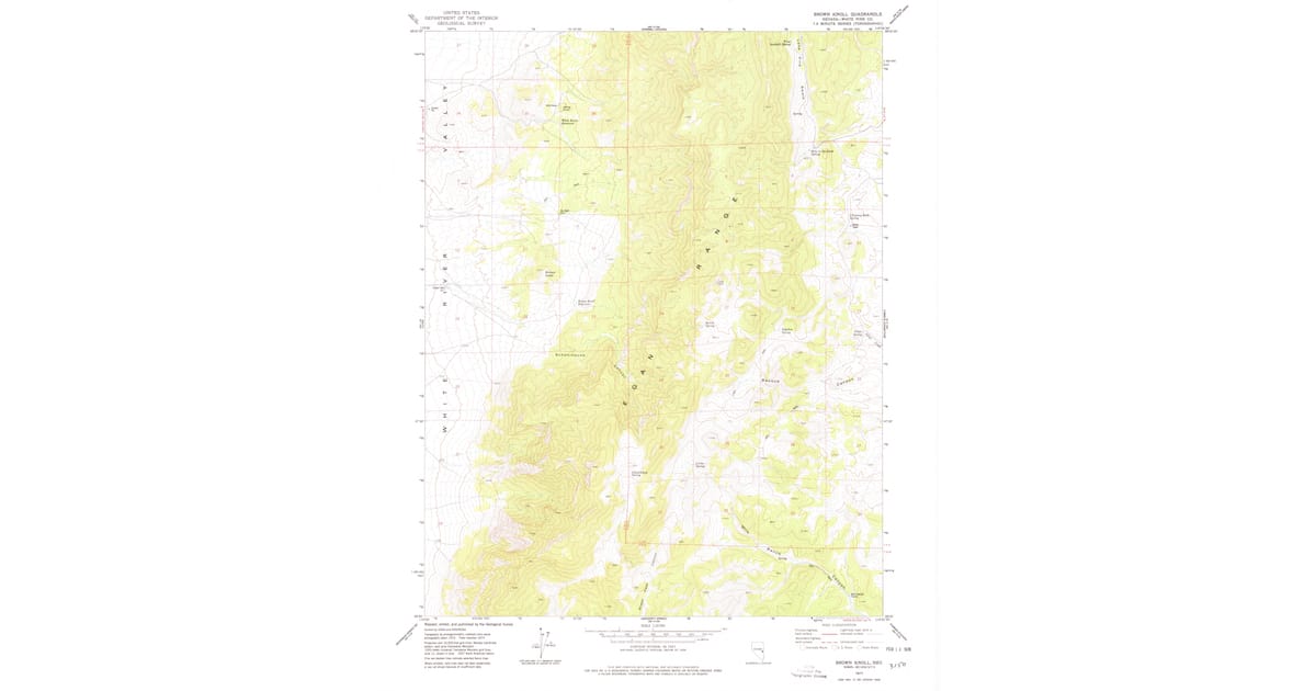 1977 Map of Brown Knoll, White Pine County, NV — High-Res | Pastmaps
