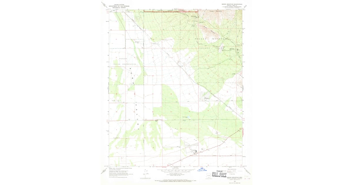 1968 Map of Brown Mountain, Pima County, AZ — High-Res | Pastmaps