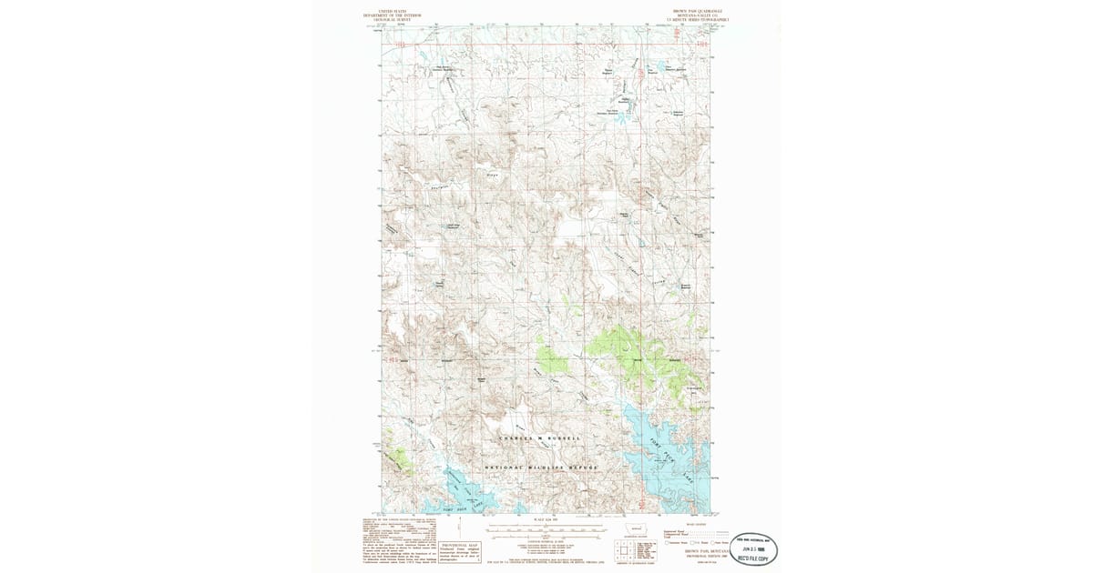 1985 Map of Brown Pass, Valley County, MT — High-Res | Pastmaps