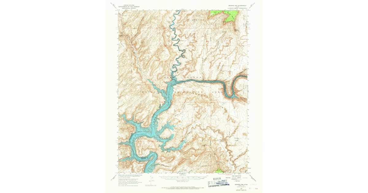 1952 Map of Browns Rim, Garfield County, UT — High-Res, 1968 Print ...