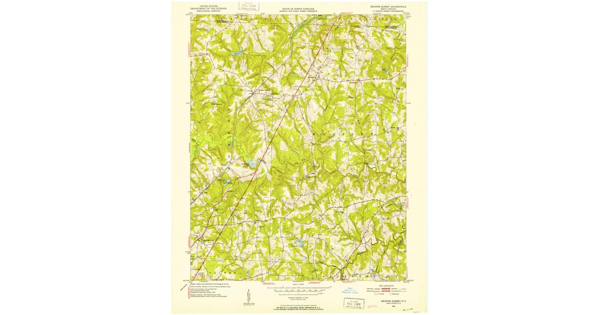 1951 Map of Browns Summit, Guilford County, NC — High-Res | Pastmaps