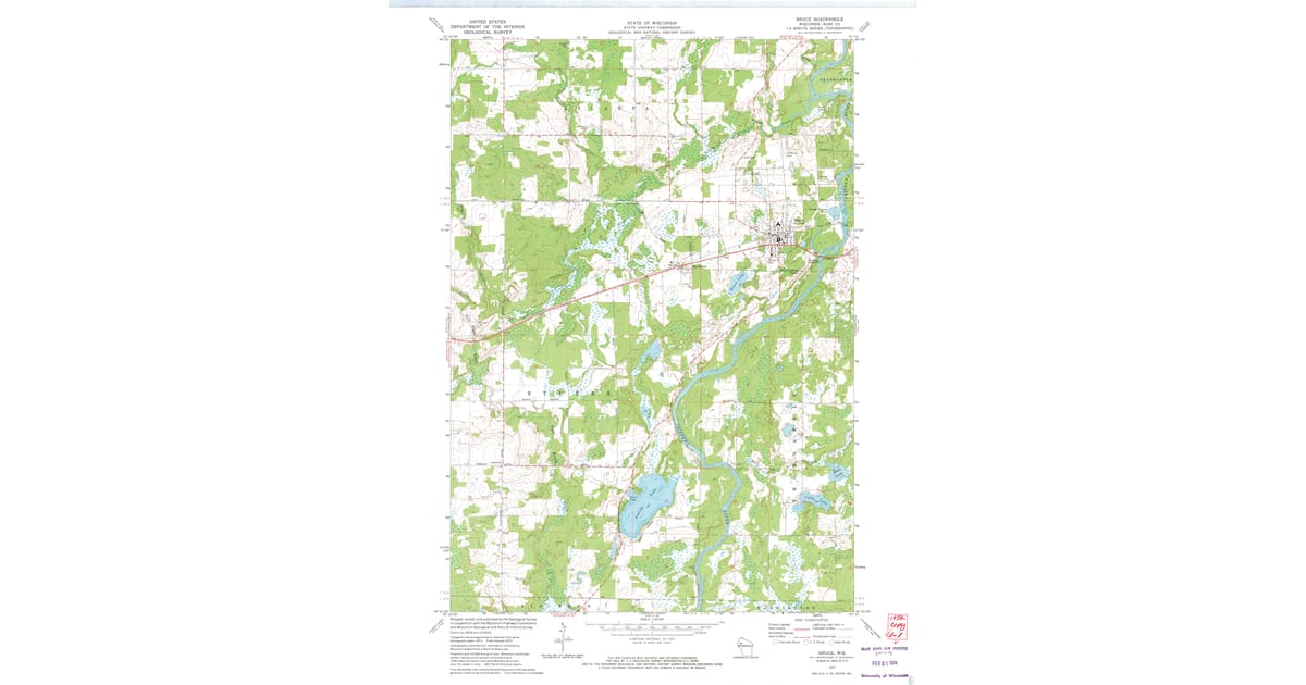 1972 Map of Bruce, Rusk County, WI — High-Res | Pastmaps