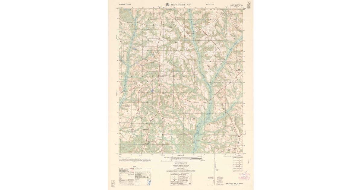 1962 Map of Brundidge NW, Pike County, AL — High-Res | Pastmaps