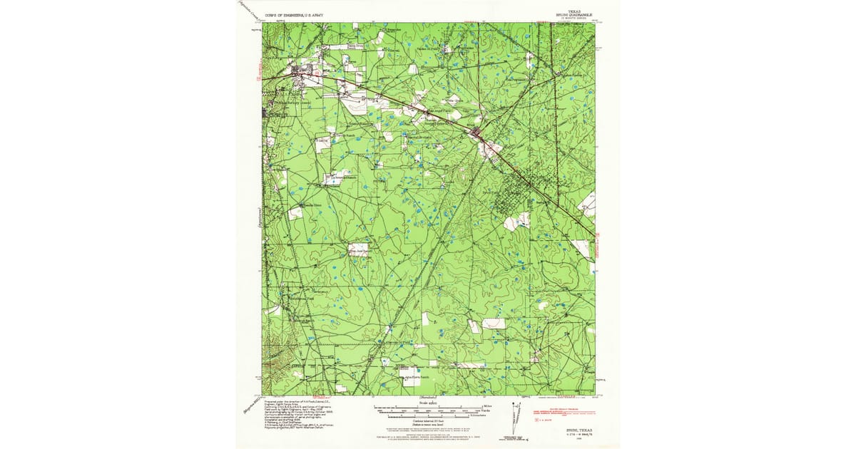 1939 Map of Bruni, TX — High-Res, 1969 Print | Pastmaps