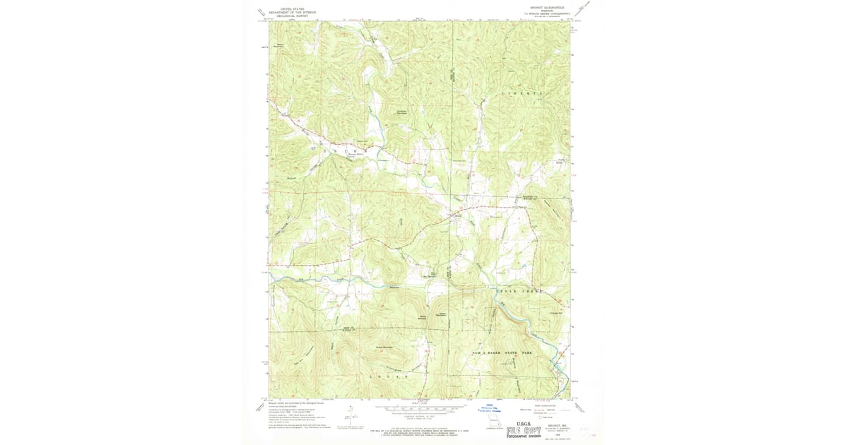 1968 Map of Brunot, Iron County, MO — High-Res | Pastmaps