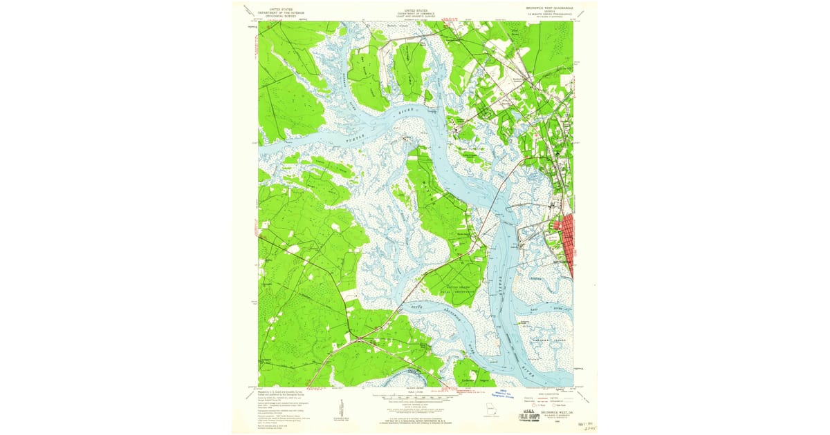 1956 Map of Brunswick West, Glynn County, GA — High-Res | Pastmaps