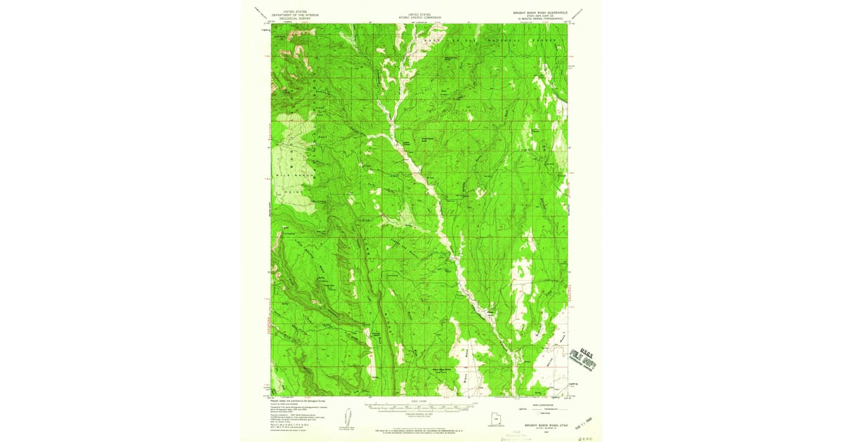 1957 Map of Brushy Basin Wash, San Juan County, UT — High-Res | Pastmaps