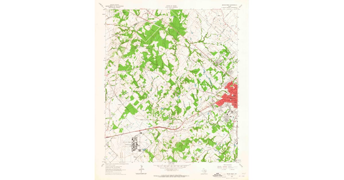 1962 Map of Bryan West, Brazos County, TX — High-Res | Pastmaps