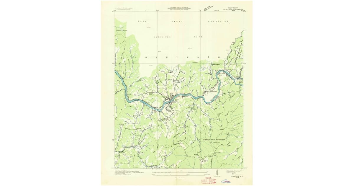 1936 Map of Bryson, Swain County, NC — High-Res | Pastmaps