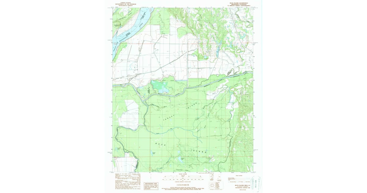 1988 Map of Buck Island, Adams County, MS — High-Res | Pastmaps
